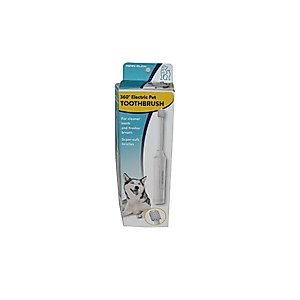 Penn-Plax 360° Electric Pet Toothbrush – Battery Operated (AA) – Super Soft Bristles for Ultimate Comfort – Safe for All Dogs and Cats