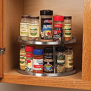 Stainless Steel 2-Tier Lazy Susan Turntable, 10.5-Inch, Rotating 360-Degree Kitchen Pantry Cabinet Organizer