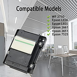 Printer Print Head, Replacement Black Print Head for L605 2651 2661 7525 L650 WF-2750 Printer Printhead Replacement Accessories Parts Kits for Repair
