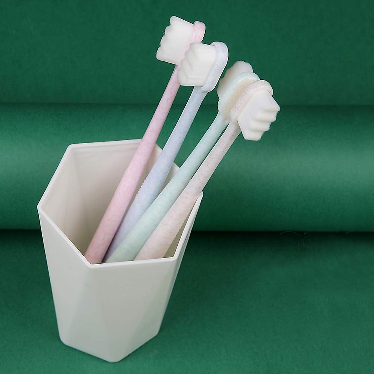 4 Pieces Extra Soft Micro-Nano Manual Toothbrush with 20,000 Bristles for Fragile Gums Adults Kids Children (Pink, Blue, Green, Beige)