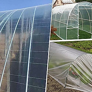 EWONICE Farm Clear Greenhouse Plastic Film Sheeting Cover, 6 mil UV Resistant Polyethylene Film, Hoop House Garden Green House Plant Cover Sheeting (6.5 ft x 19.7 ft)