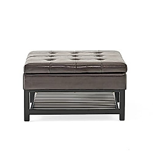 Christopher Knight Home Miriam Ottoman with Storage and Bottom Rack, Brown