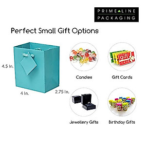 OccasionAll - 12 Pack Mini Gift Bags, Extra Small Teal Shopping Bags with Handles, Turquoise Gift Bags for Birthday Gifts, Wedding & Party Favors, Baby Shower, Small Business, Bulk - 4x2.75x4.5
