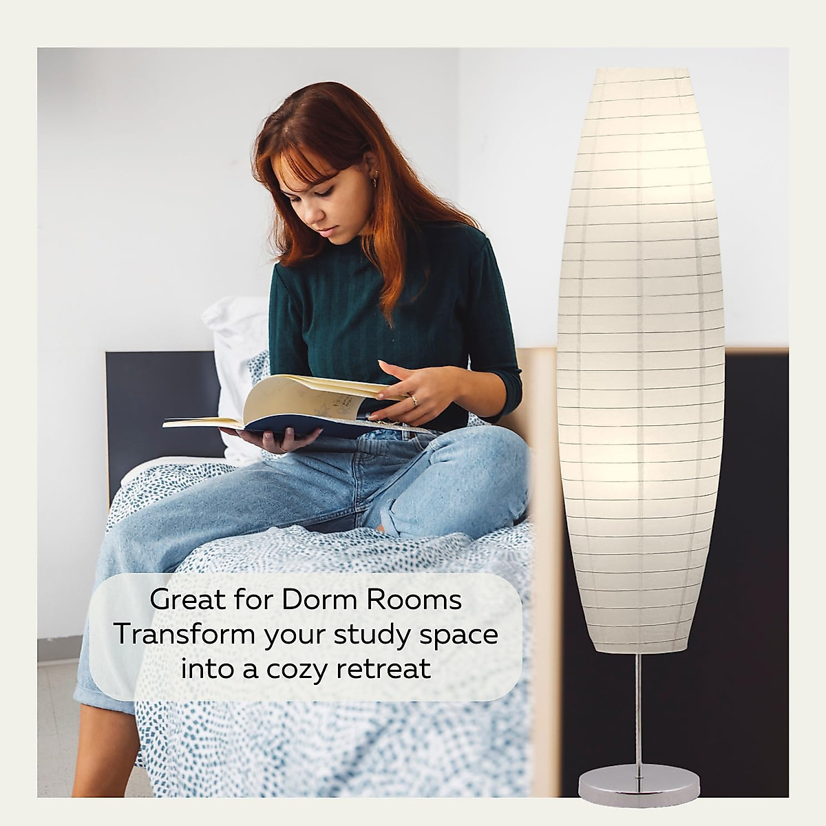 LIGHTACCENTS Diploma Paper Floor Lamp Set of 2 Paper Lamps - Rice Paper Floor Lamps - Paper Floor Lamps for Living Room Fits in Modern Room Decor 50 Inches Tall (Set of 2)