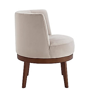 24KF Modern 360 Degree Swivel Accent Chair, Comfy Velvet Round Accent Chair for Living Room, Corner Armchair Chaise Lounge for Nursery -7018S-Taupe