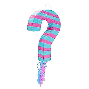 Juvale Pull String Gender Reveal Question Mark Pinata, Boy or Girl Baby Shower Party Supplies (17 x 11 x 3 In)