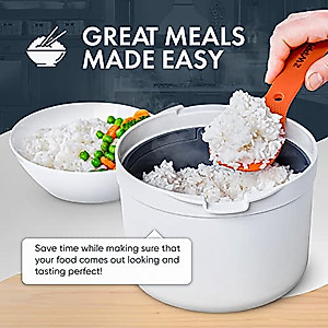Zwippy Microwave Rice Cooker with Measuring Cup - Pasta Cooker Microwaveable - Vegetable Steamer Set - All-in-One Cookware for Quinoa, Chicken, Oatmeal & Soups - Non-stick - Dishwasher Safe - BPA Free