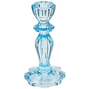 Talking Tables Blue Glass Candlestick Holder Taper Candle Stand for Indoor or Outdoor Dining, Elegant Dinner Party Decorations, Birthday, Garden, Wedding, Home Décor Large