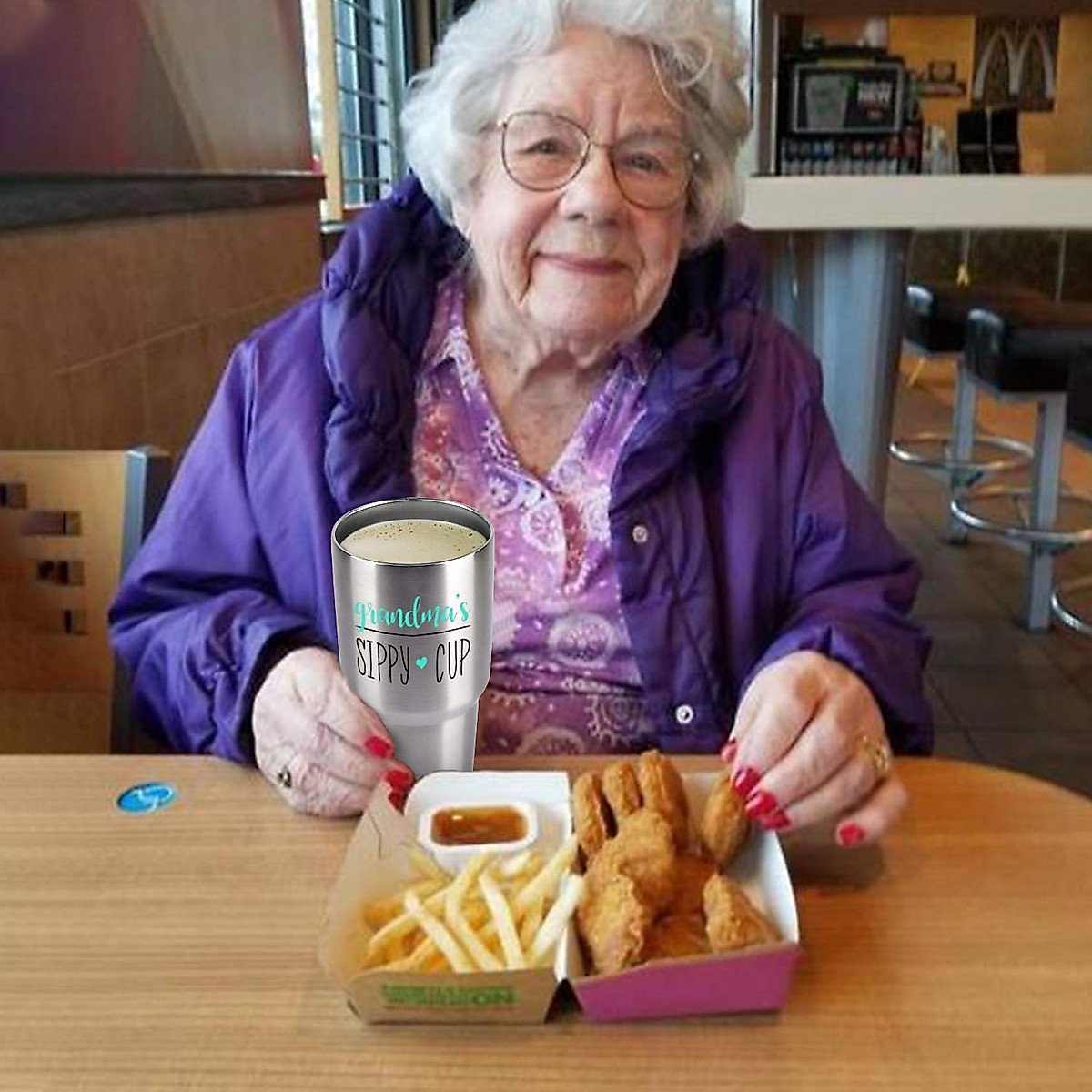 GINGPROUS Grandma's Sippy Cup Travel Mug Tumbler Birthday Christmas Gifts for Grandma Grandmother Mom Mother's Day Thanksgiving Day, 30 Oz Funny Insulated Stainless Steel Tumbler