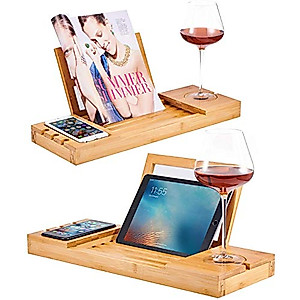 Utoplike Bamboo Bathtub Caddy Tray Bath Tray for Tub, Adjustable Bathroom Bathtub Organizer with Book Tablet Wine Glass Cup Towel Holder,Distinctive Gift for Christmas