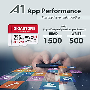 [Gigastone] 256GB Micro SD Card, Gaming Plus, MicroSDXC Memory Card for Nintendo-Switch, Steam Deck, 4K Video Recording, UHS-I A1 U3 V30 C10, up to 100MB/s, with Adapter
