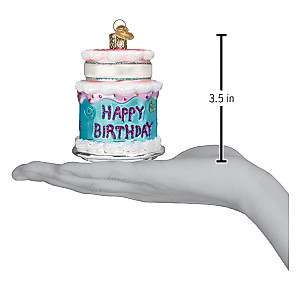 Old World Christmas Happy Birthday Cake Glass Blown Ornament for Christmas Tree