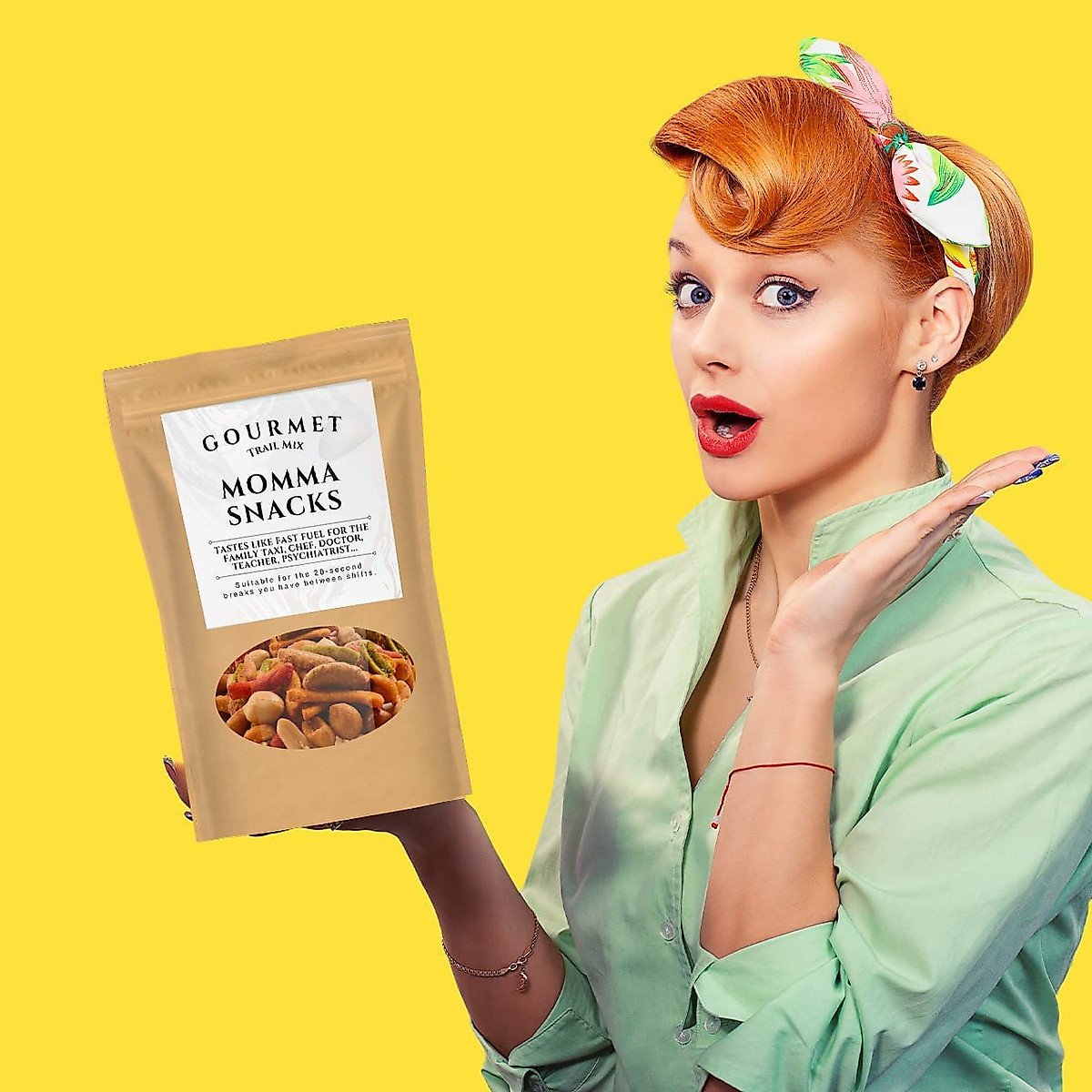 Kepperton Momma Snacks Trail Mix - Gourmet Seasoned Crunchy Blend Food Gift Funny White Elephant Gag Gifts for Mothers Day Friends Womens Stocking Stuffers