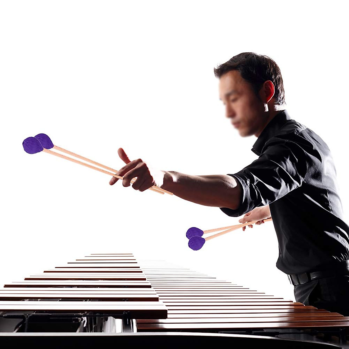 Marimba Mallets, Uspacific 1 Pair Medium Hard Yarn With Beech Handle Medium Hard for Percussion Marimba Playing