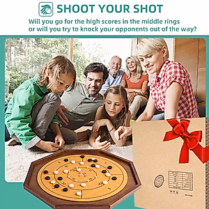 Crokinole and Checkers, 27-Inch Classic Crokinole Board Game with 22" Playing Surface, Canadian Heritage Tabletop Game for Two Players, Dexterity Krokinole Games Great for Families and Friends