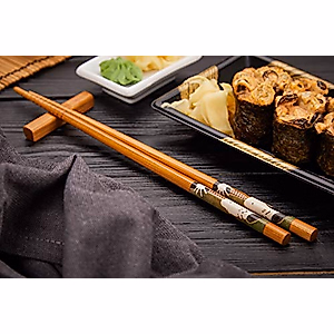 Japanese Wooden Chopsticks for Sushi Ramen Natural Bamboo Chopsticks Reusable 5 Pairs Gift Set MADE IN JAPAN … (Variation 1)