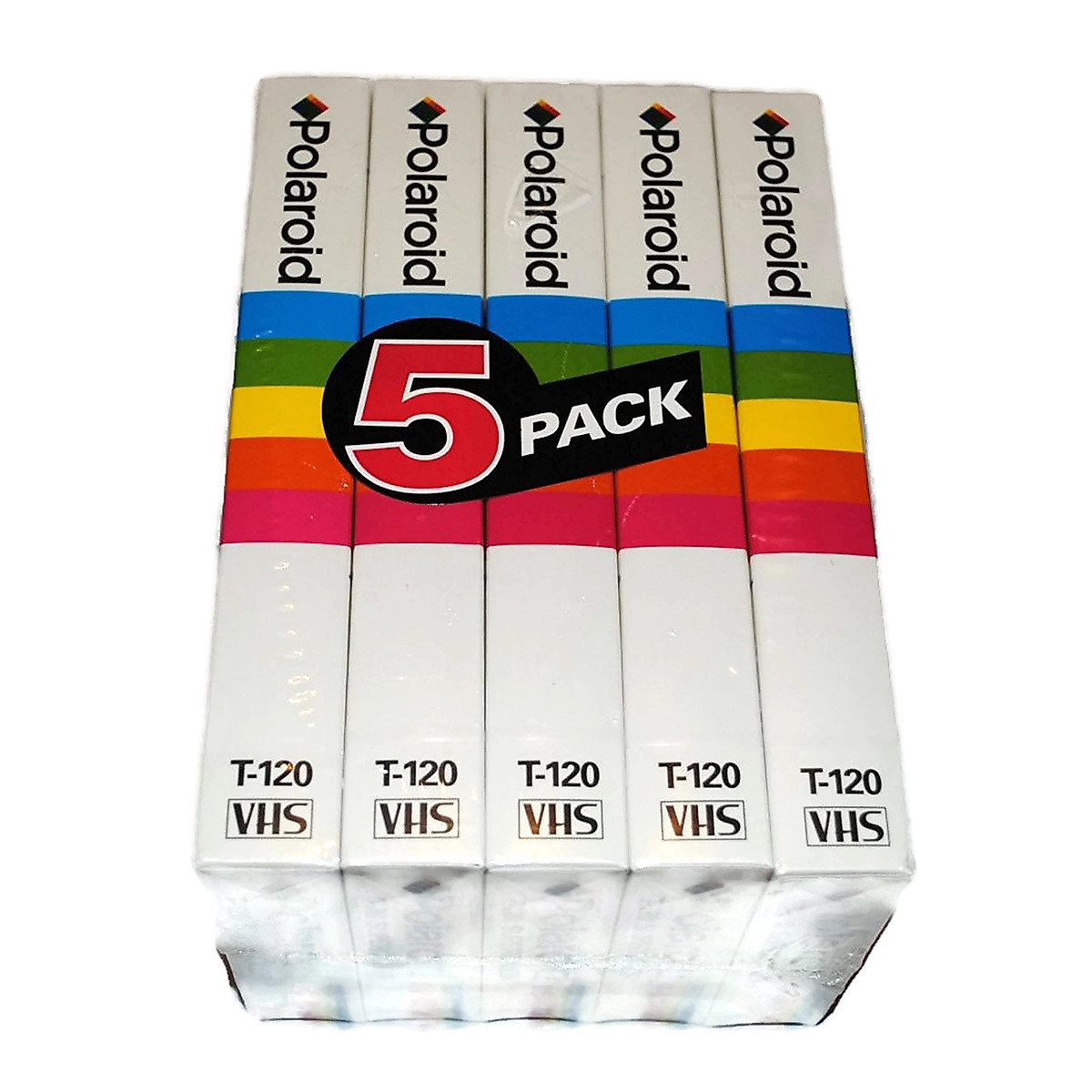 Polaroid T-120 Blank VHS Tapes Supercolor Video Cassette 5 Pack - 6 Hours each