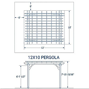 Backyard Discovery 12' by 10' Cedar Wood Pergola, Wind Secure, Strong, Quality Made, Rot Resistant, Concrete Anchors, Spacious for Outdoor Patio, Deck