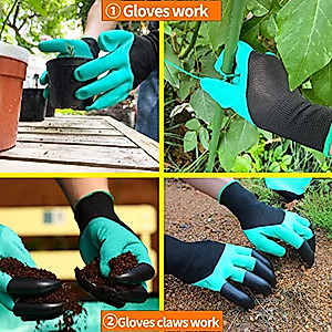 Gardening Gloves Set, 2 Pairs Breathable Rubber Coated Garden Gloves Comes with Grip Nails and Thumb Knife.Which Suit for Pruning, Picking and All Kinds of Gardening