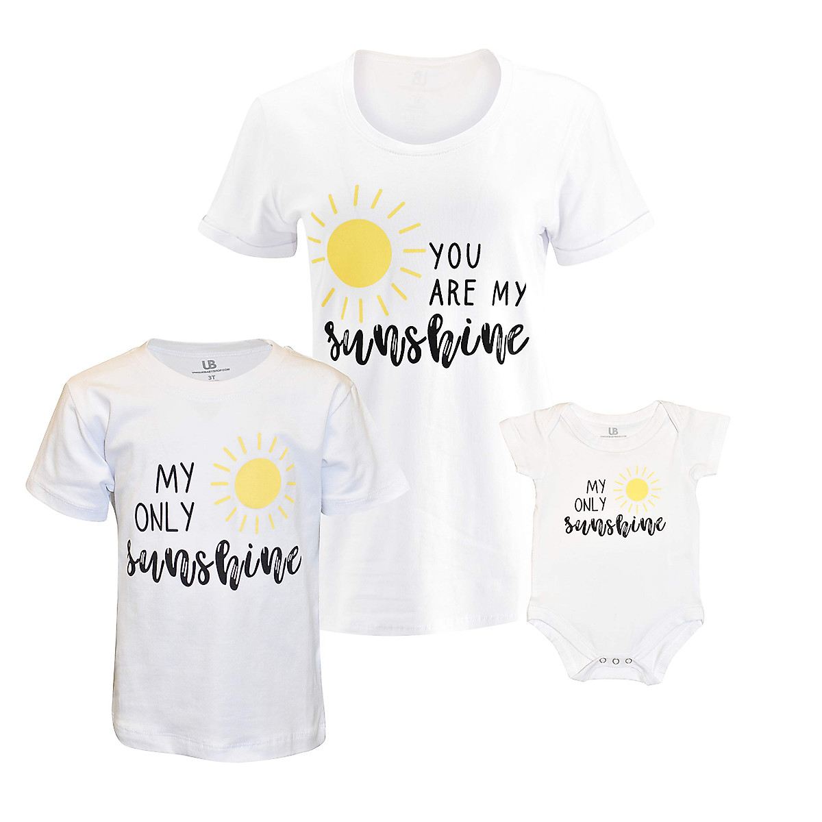 Unique Baby My Sunshine Matching Mommy and Me Outfits Mom Daughter Shirts Mothers Day Outfits Mama Mini Clothing Layette (12M, White)