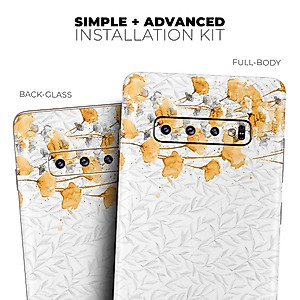 DesignSkinz Karamfila Yellow & Gray Floral V14 Protective Vinyl Decal Wrap Skin Cover Compatible with The Samsung Galaxy S20 (Screen Trim & Back Glass Skin)