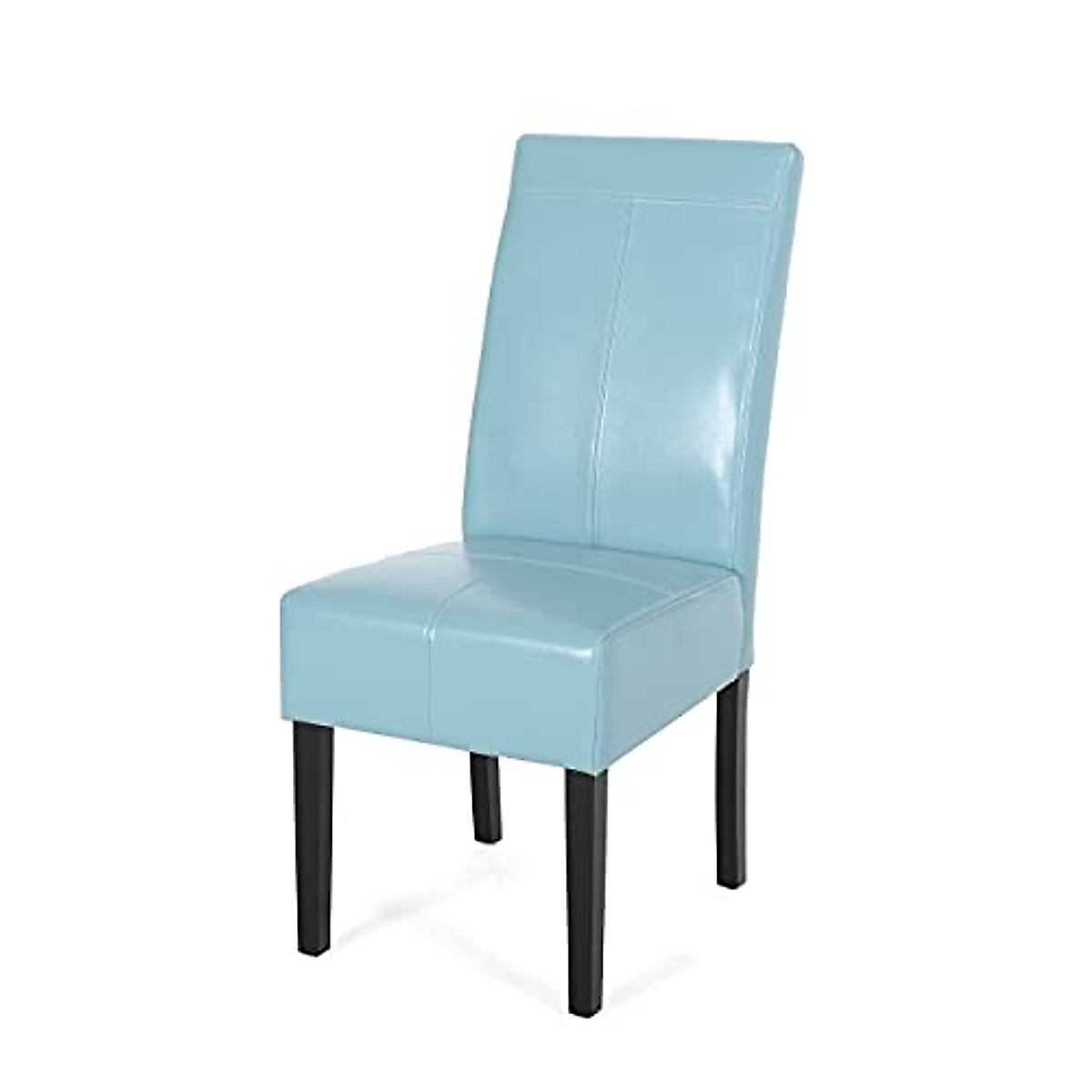 Christopher Knight Home Pertica T-Stitch Leather Dining Chairs, 2-Pcs Set, Teal Blue