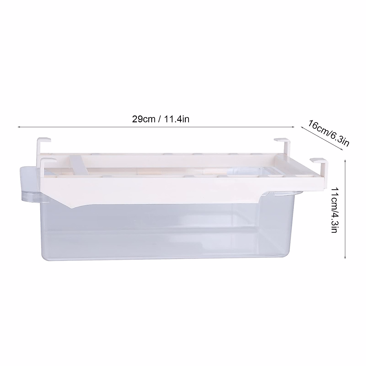 Fridge Drawer Organizer, Refrigerator Organizer Bins Pull Out Shelf Storage Transparent Organizer Fridge Shelf Holder Storage Box for Egg Fruit Vegetable Seafood Meat for Fridge Shelf Under
