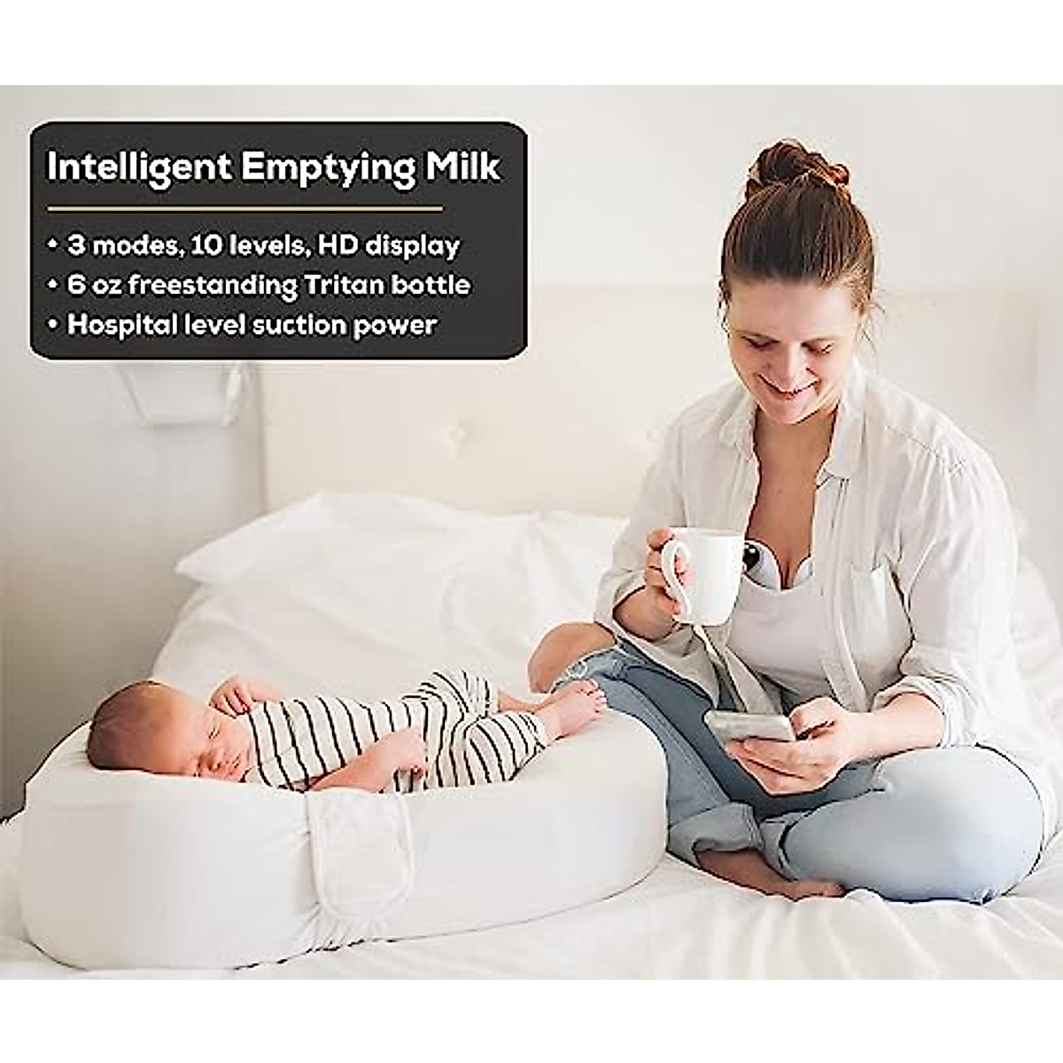 Breast Pump, Double Wearable Electric Breast Pump, Hands Free Breast Pump, Longer Battery Life, Rechargeable Portable Breast Pump with 3 Modes & 10 Levels,LED Display,2 Pack