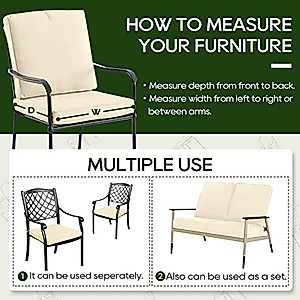 LOVTEX 19x19 Outdoor Chair Cushions Set of 2, Waterproof Patio Cushions for Outdoor Furniture, Thick Outdoor Seat Cushions for Chairs with Straps and Portable Handle(Forest Green)