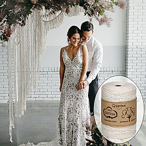 Macrame Cord 3mm x 300 Yards, 100% Natural Cotton Cord Macrame Rope - Twisted Macrame String Supplies for Wall Hanging Plant Hangers Gift Wrapping Wedding Decorations