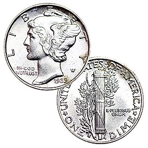 90% Silver Mercury Mixed Date 1916-1945 Brilliant Dime BU