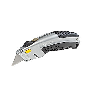 Stanley 10788 Curved Quick-Change Utility Knife, Stainless Steel Retractable Blade, 3 Blades