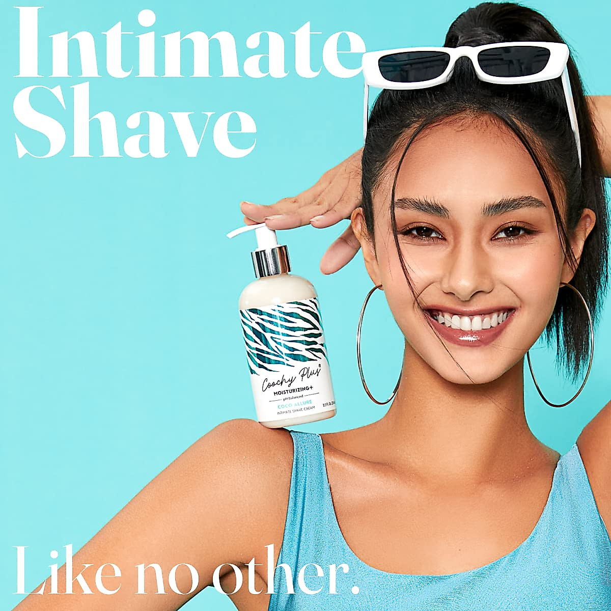 Coochy Plus Intimate Shaving Cream MOISTURIZING Plus COCO ALLURE For Pubic, Bikini Line, Armpit - Rash-Free With Patent-Pending Formula – Prevents Razor Burns & Bumps, In-Grown Hairs, Itchiness 3 Pack