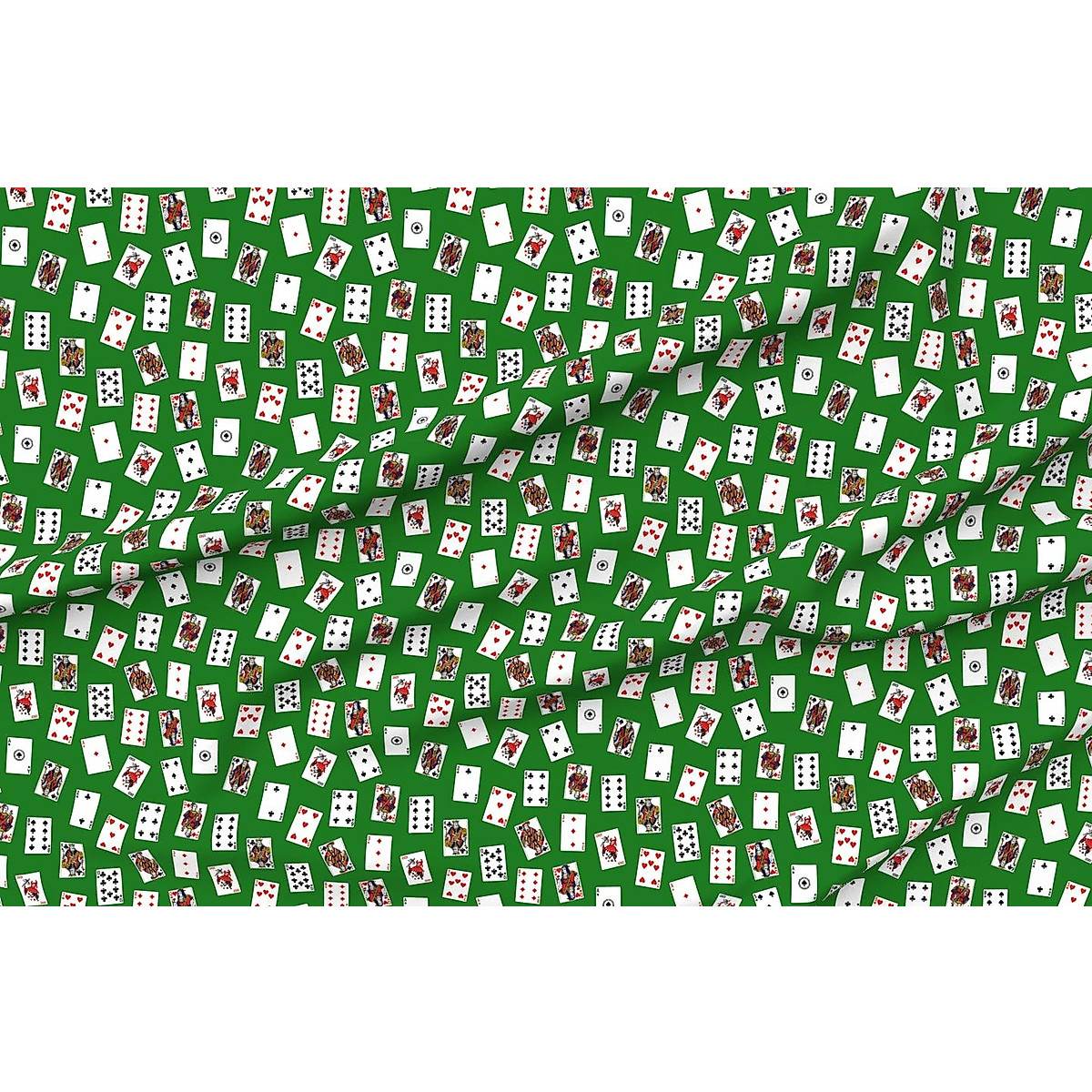 Spoonflower Fabric - Playing Cards Green Deck Card Game Poker Casino Printed on Petal Signature Cotton Fabric Fat Quarter - Sewing Quilting Apparel Crafts Decor