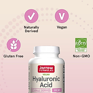 Jarrow Formulas Hyaluronic Acid 120 mg - 120 Veggie Caps - 60 Servings - Bioavailable & Naturally Derived - Supports Skin Health -Hyaluronic Acid - Dietary Supplement - Vegan - Non-GMO