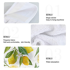ALAZA Lemon Floral Kitchen Towels Tea Towels Dish Towels with Hanging Loop 2 Pack