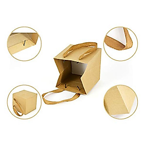 HUAPRINT Brown Paper Bags,Gift Bags with Handles,24 Pack Large Gift Bags,6x6x6inch, Heavy Duty Grocery Shopping Bag,Wedding Party Favor Bags,Square Size,Reusable,Retail Business Packaging Bags