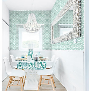 Guvana Green Peel and Stick Wallpaper Geometric Contact Paper Modern DIY Self Adhesive Wallpaper 17.32" X78.7"Removable Contact Paper White Trellis Decorative Paper for Accent Wall Covering Vinyl Roll