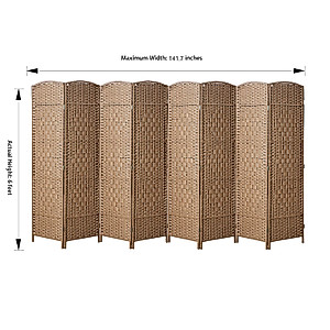 Cocosica 8 Panel Room Divider,6Ft Folding Privacy Screen,Tall - Extra Wide Foldable Panel Partition Wall Divider with Diamond Double-Weaved Hand-Woven Design Room Screen Divider