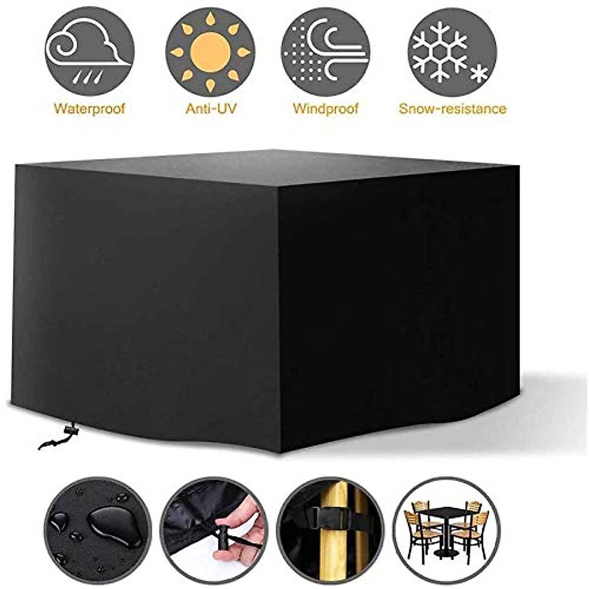 BWBG Patio Furniture Covers Waterproof, Outdoor Furniture Cover Rectangle Heavy Duty Garden Table Cover Square Tear Resistance Outdoor Dining Set Covers -Black Oxford Fabric ( 36X36X36inch)