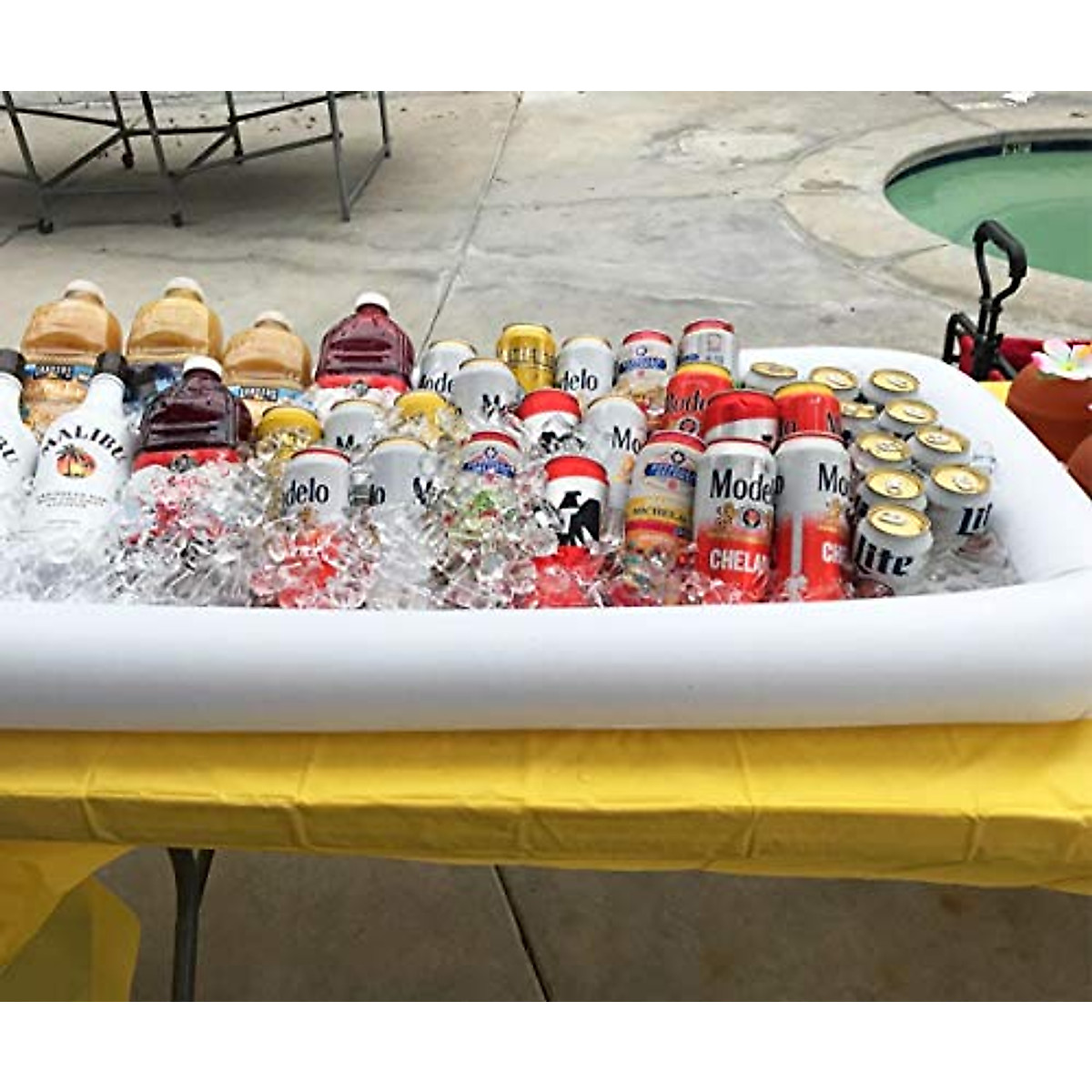 Inflatable Serving Bars Ice Buffet Salad Serving Trays Food Drink Holder Cooler Containers Indoor Outdoor BBQ Picnic Pool Party Supplies Cooler Drain Plug，Ice Tray Food Drink Containers for Summer Par