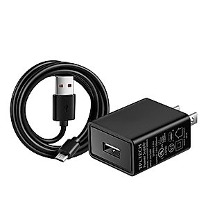 [UL Listed] USB Wall Adaptive Tablet Charger Compatible with Alcatel 3T 8.0 10 2018, Alcatel Joy Tab 8.0 2019, Alcatel A30 9024W Tablet 8", TKEE Mini, Dragon Touch K10, 5FT USB Charging Cable