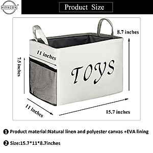 HIYAGON Rectangular Storage Basket for Nursery,Canvas Toys Storage Bin Organizer,Large Kids Storage Box Nursery Hamper for Children Toys, Books,Boys and Girls,Gift Basket (Toys)