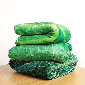 MOHOPE Soft Flannel Fleece Leaf Blanket Double Sided Printing, Large Green Blanket Lightweight Comfortable Warm Plush Leaf Blanket for Office Bed Couch Sofa (230gsm, Bayberry Leaf)
