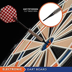 Rally and Roar 15.5" Electronic Dartboard w/Built in Scorer, 20 Game Modes and 6 Soft Tip Darts