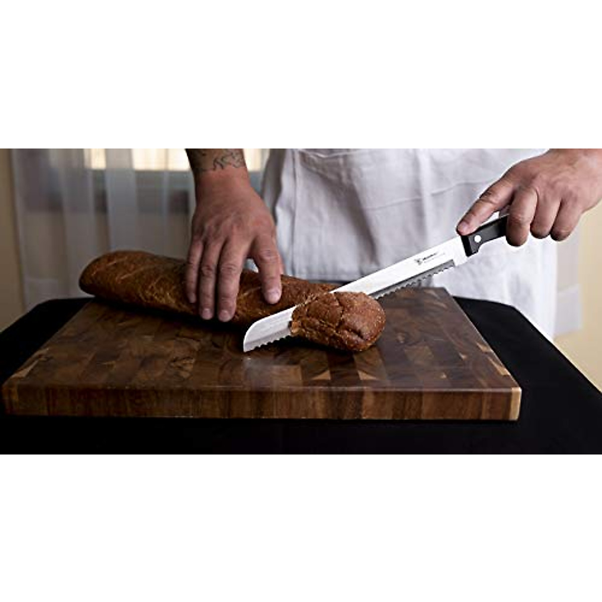 Humbee Chef Serrated Bread Knife For Home Kitchens 10 Inch Black