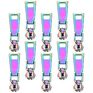 TEHAUX Rainbow Pulls Zipper Replacement 10pcs Metal Slider Zipper Repair Zipper for Sewing DIY Tailor Craft Coats Jacket Purses Luggage Backpacks Bags Shoes