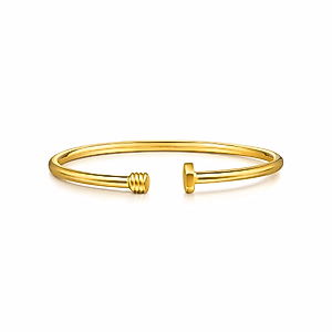 CHOW SANG SANG Dazzling Mirror Gold 999.9 24K Solid Gold Price-by-Weight Gold Simple Screw Polished-Finished Stacklable Cuff Bangle for Women 93371K