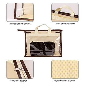 CINPIUK 10 Set Handbag Storage Organizer Dust Bags for Purses Handbags Closet, Clear Purse Protector Storage Bag Dust Cover for Bags, Closet Organizer for Handbags with Hooks