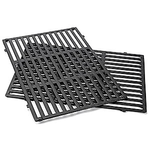 QuliMetal 18.75" Cooking Grates for Weber Genesis II 300 and Genesis II LX 300 Series Gas Grills, Genesis II E&S 310 315 320 325 340, Replacement Parts for Weber 66095 66802,66805, Cast Iron